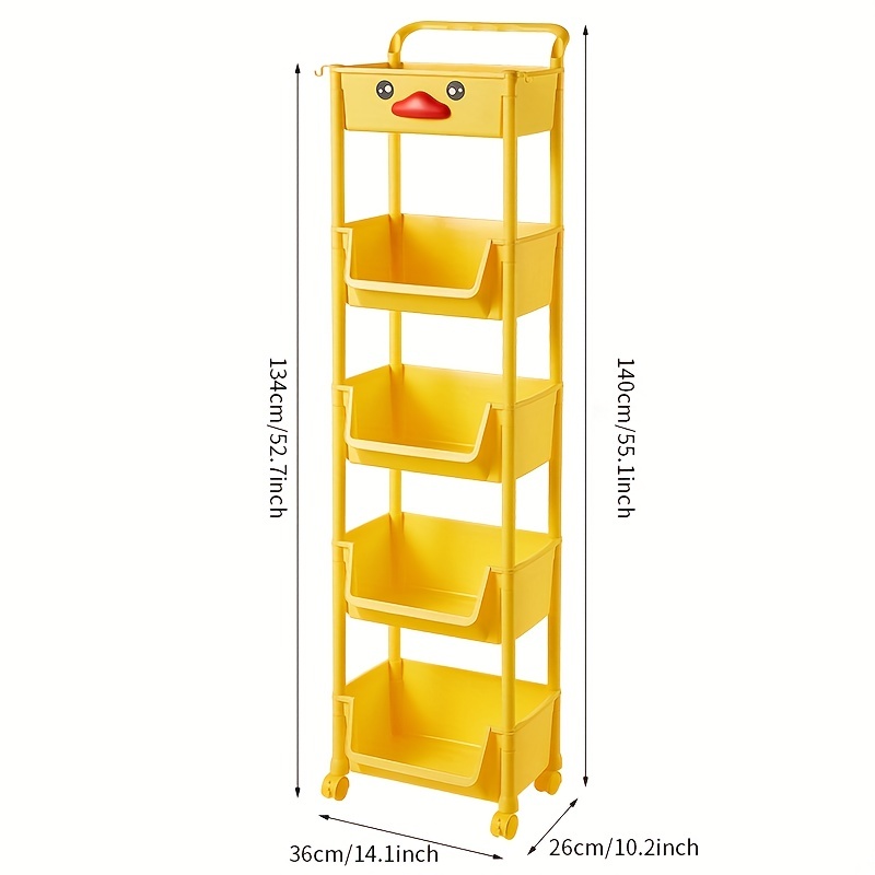 1pc Yellow Duck Shelf Household Sundries Storage Rack Mobile - Temu New ...