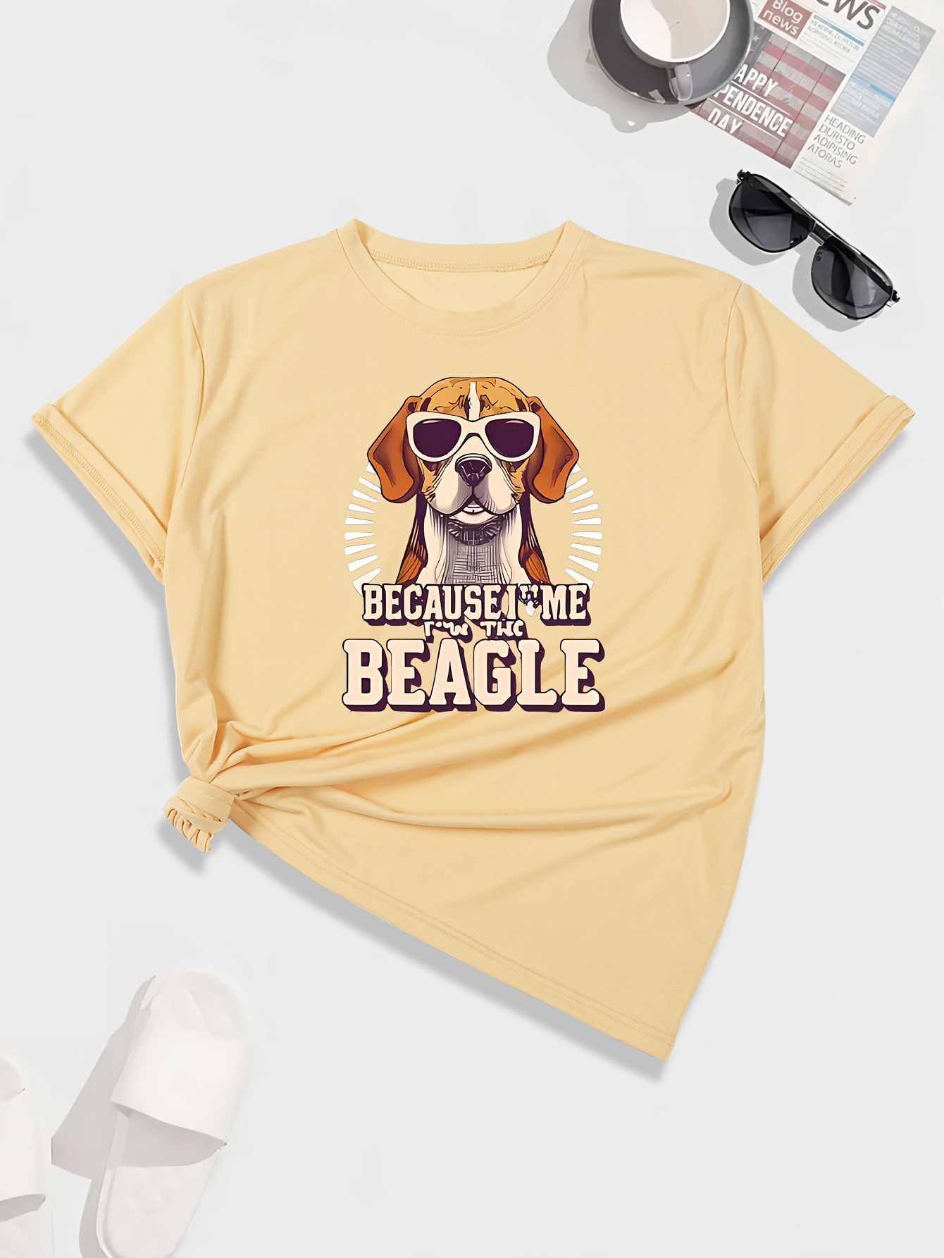 Cute Dog Letter Print T shirt Short Sleeve Crew Neck Casual - Temu Canada