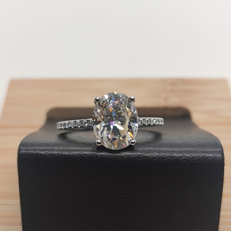 Moissanite Ring Girls Oval Cut 925 Silver Rings - Temu United Kingdom