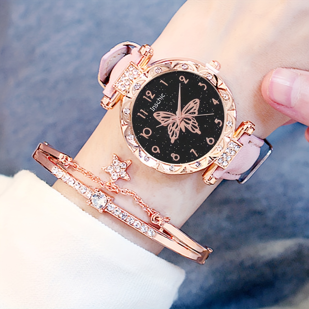 1pc Fashion Rhinestone Studded Black Star Dot Powder - Temu Australia