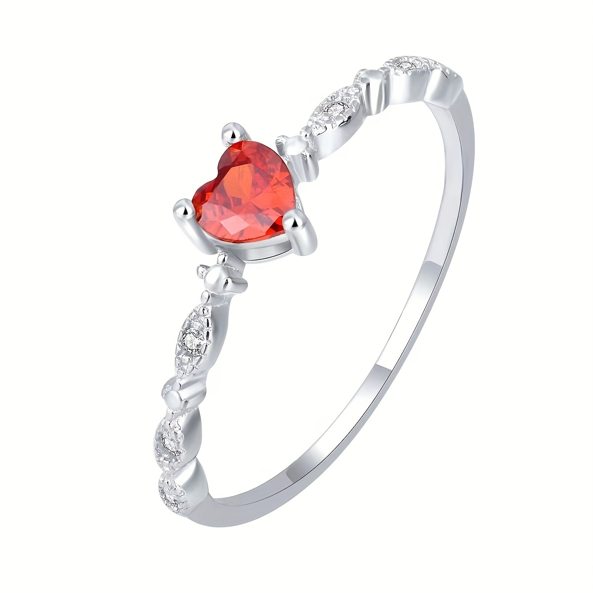 Dainty Ring Inlaid Heart Shape Zircon Silvery Golden Make - Temu United ...