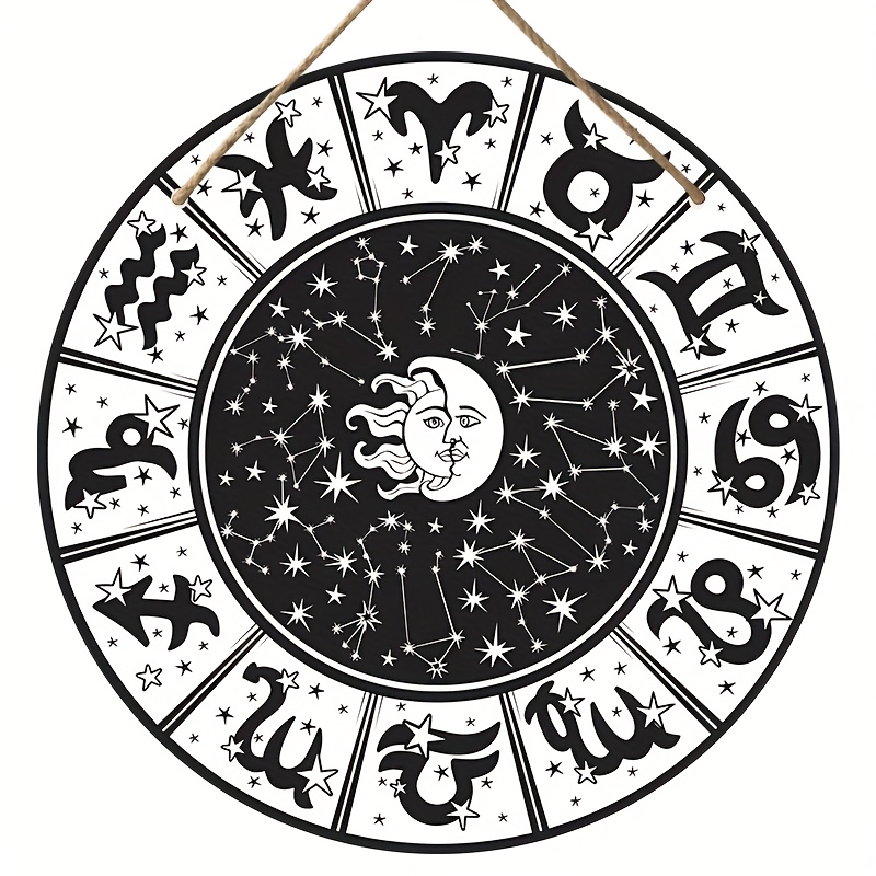 Astrological Circular Zodiac Vector Image Wooden Sign. Wall - Temu Portugal