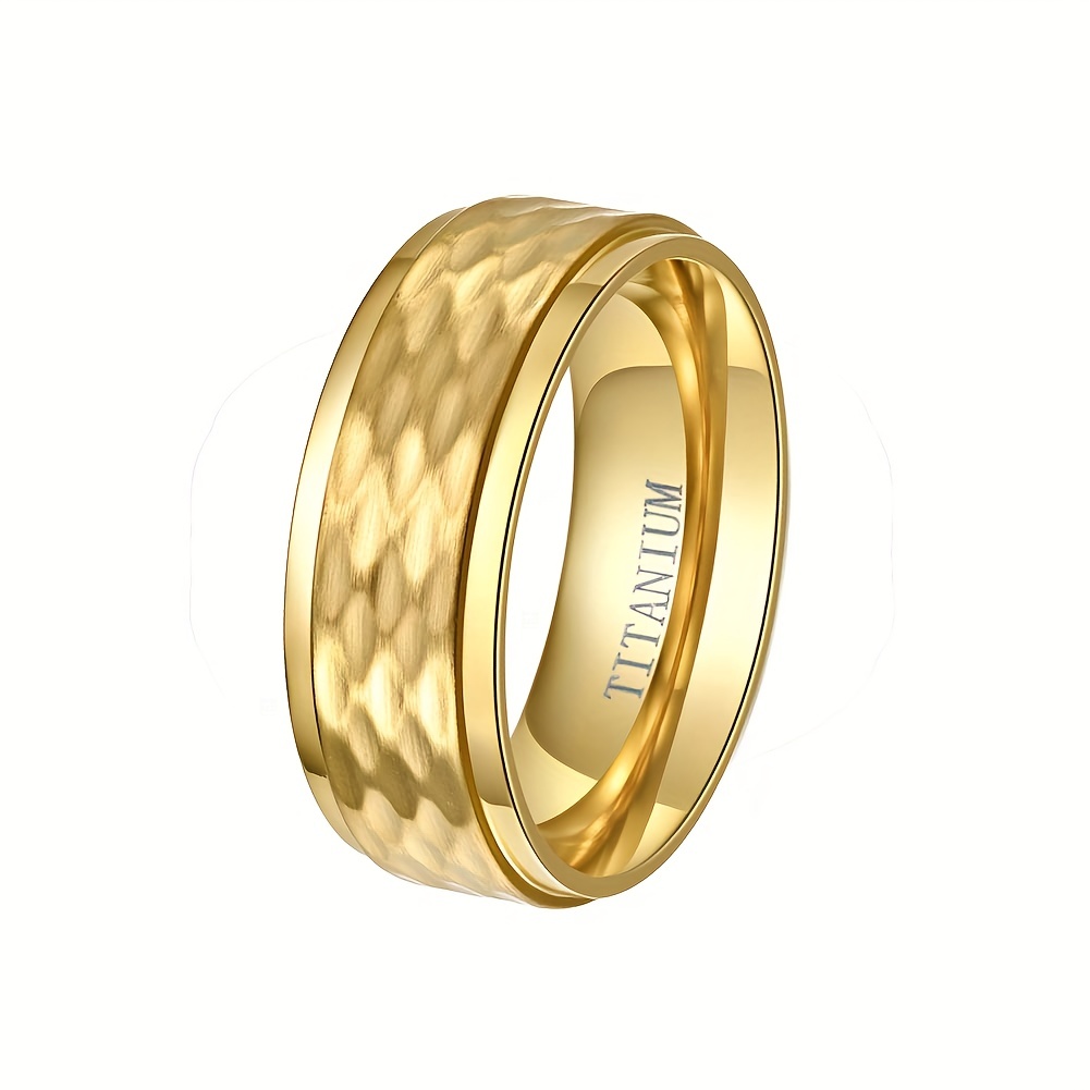 Wide Matte Yellow Golden Titanium Steel Ring Men's Ring - Temu United ...