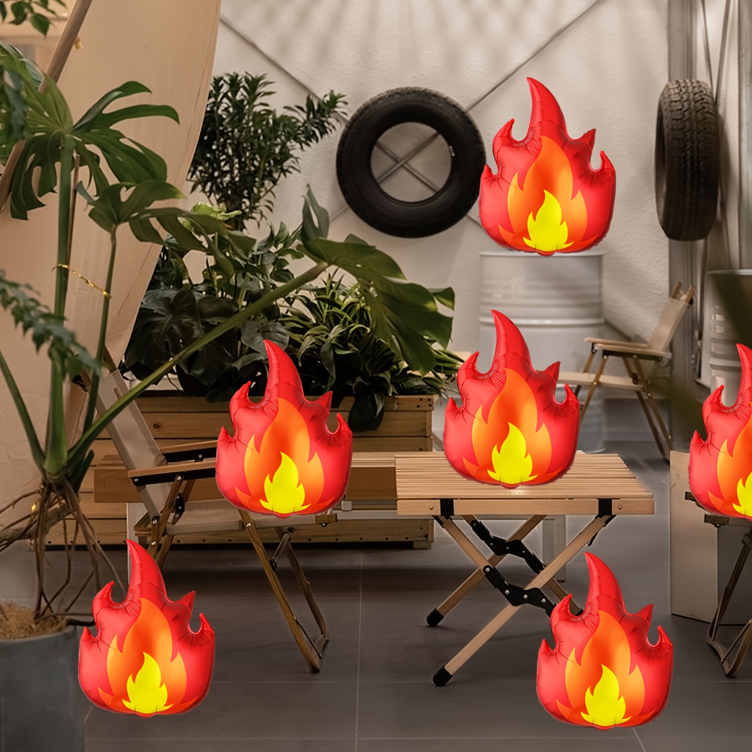 Fire Truck Balloon Decoration Flame Aluminum Film Balloon - Temu