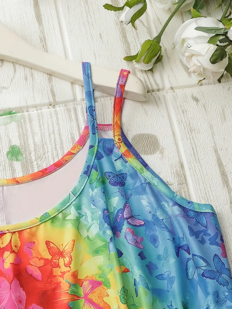 Plus Size Casual Tank Top Womens Plus Colorblock Butterfly Temu