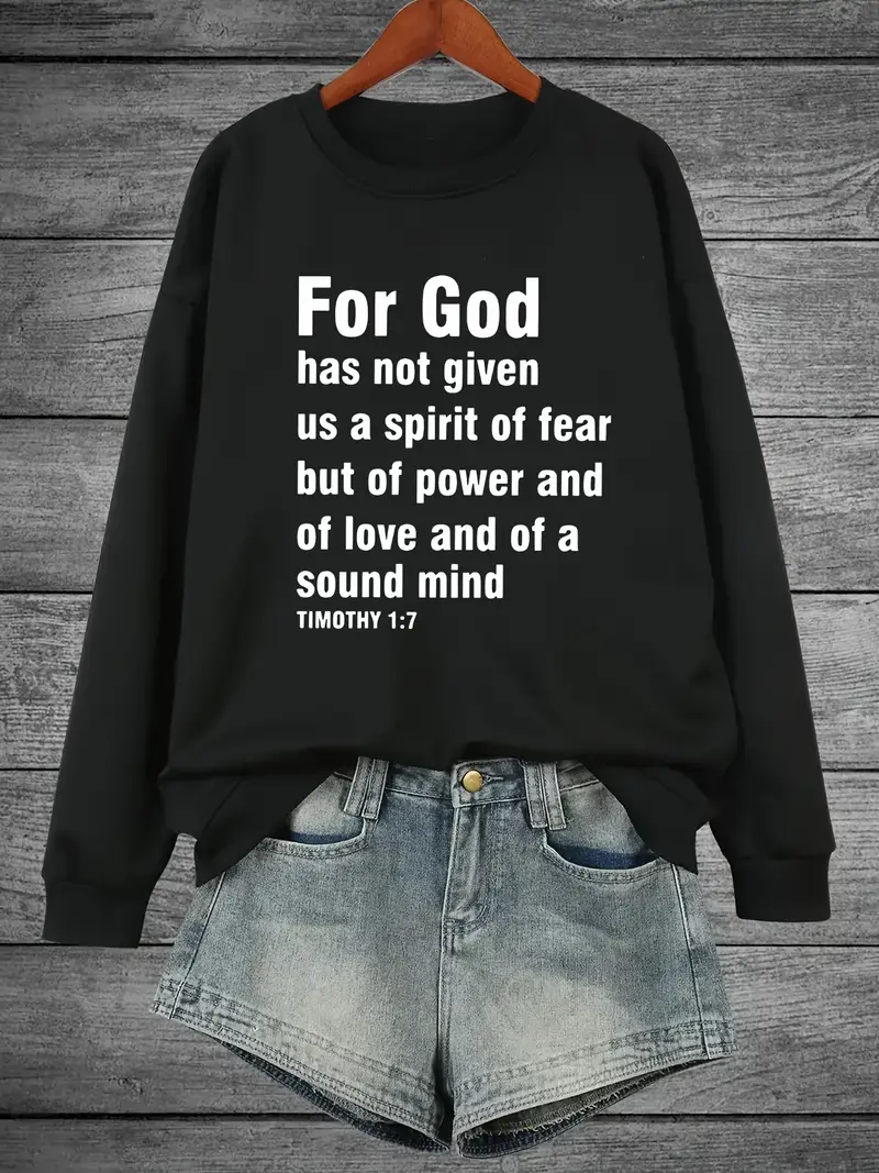 Letter Print Sweatshirt Plus Size Casual Long Sleeve Crew Temu Canada
