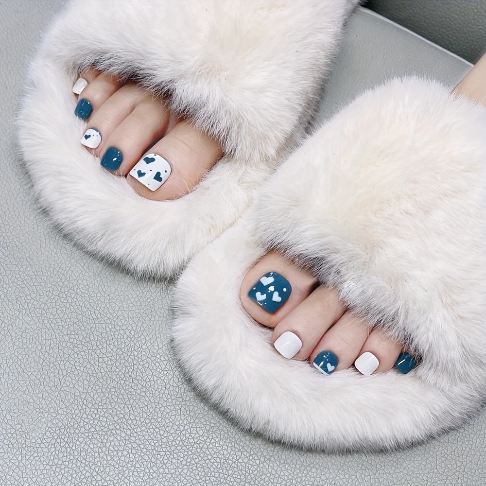 Glossy Short Square Press Toenails Star Heart Golden Foil - Temu United ...