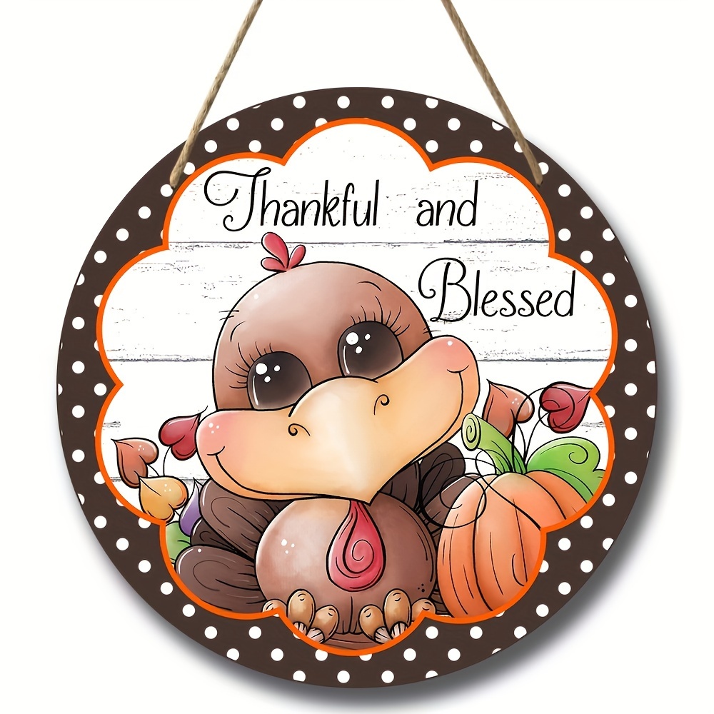 Blessed Turkey Fall Sign Round Sign Craft Supplies - Temu