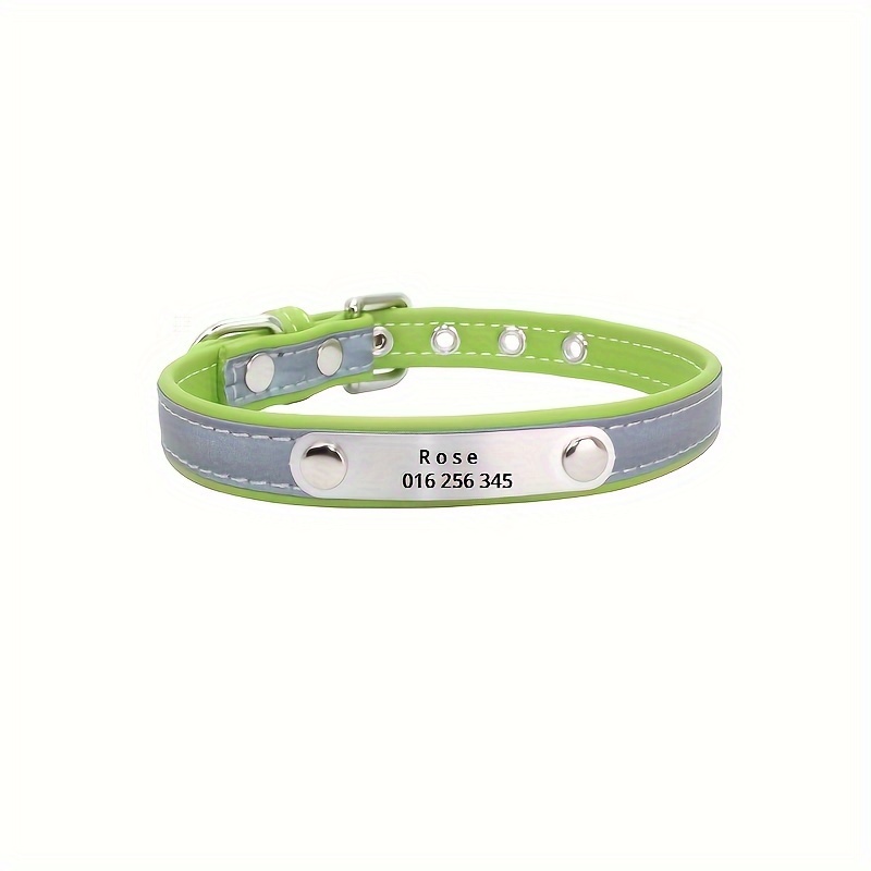Custom Leather Pet Dog Collar Night Reflective Dog Collar - Temu New ...