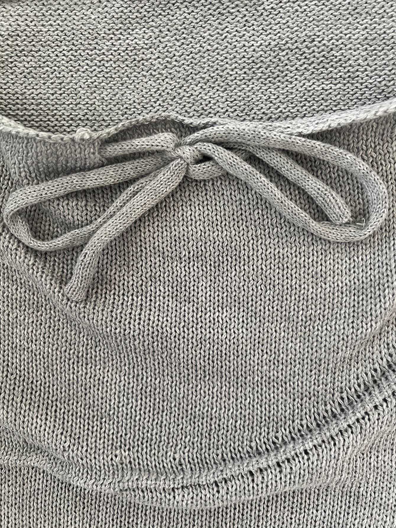 Solid Knitted Drawstring Waist Side Shirring Skirt, Casual Asymmetrical ...