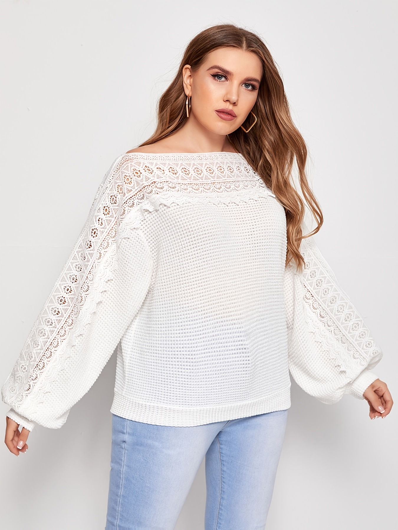 plus size floral jacquard ruffle trim eyelet embroidered - Temu Australia