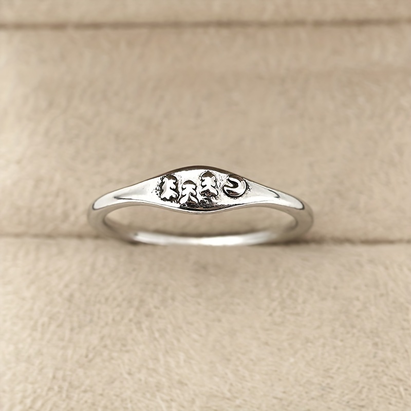 Vintage Ring Carved Tree Moon Suitable Men Women Silvery - Temu United ...