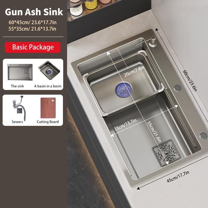 Wash Basin Vegetable Kitchen Sink Single Sink Thickened 304 - Temu ...