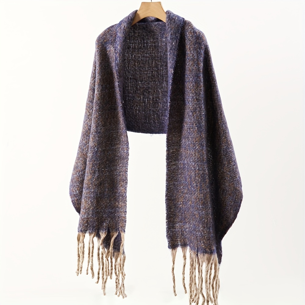 Knitted Plush Tassel Shawl Thick Soft Warm Skin Friendly - Temu United ...