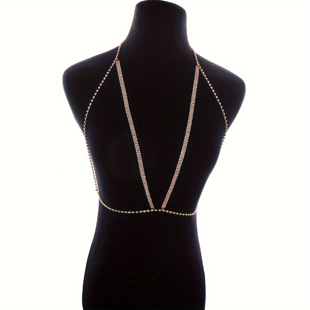Iced Shiny Rhinestone Crop Top Bra Chest Chain Sexy - Temu United Kingdom