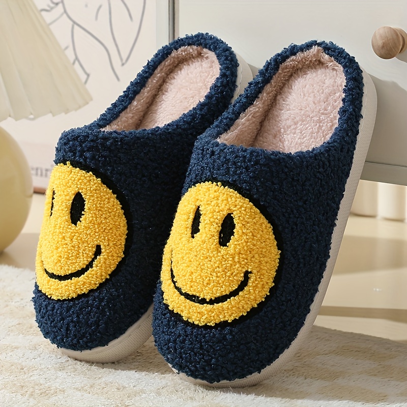 Smiling Slippers Soft Plush Cozy House Slippers Anti Skid Slip On Shoes ...