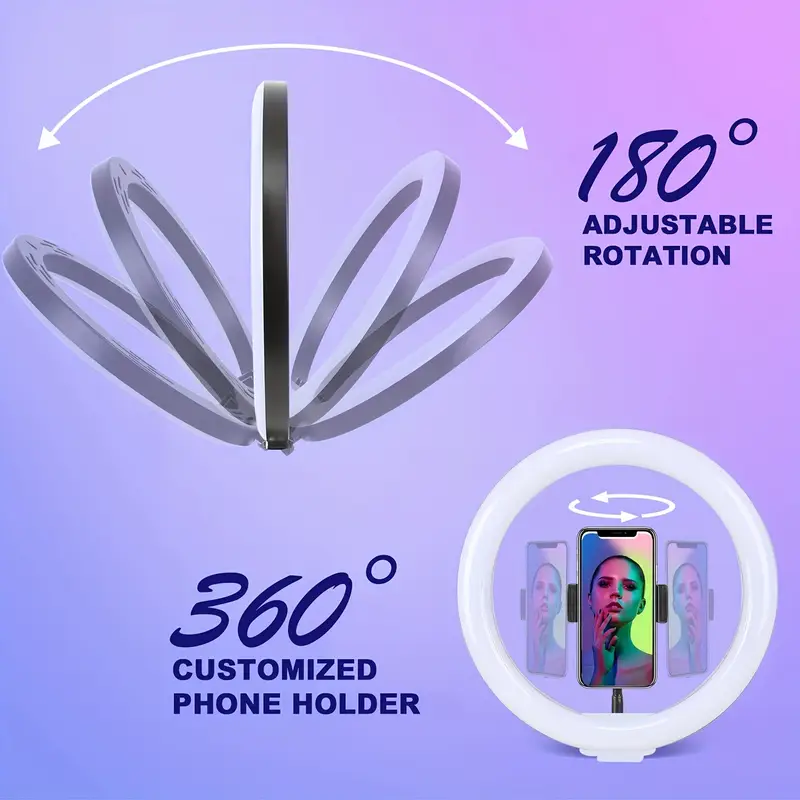 Ring Light Stand Tall Phone Holder 38 Color Modes Selfie Temu