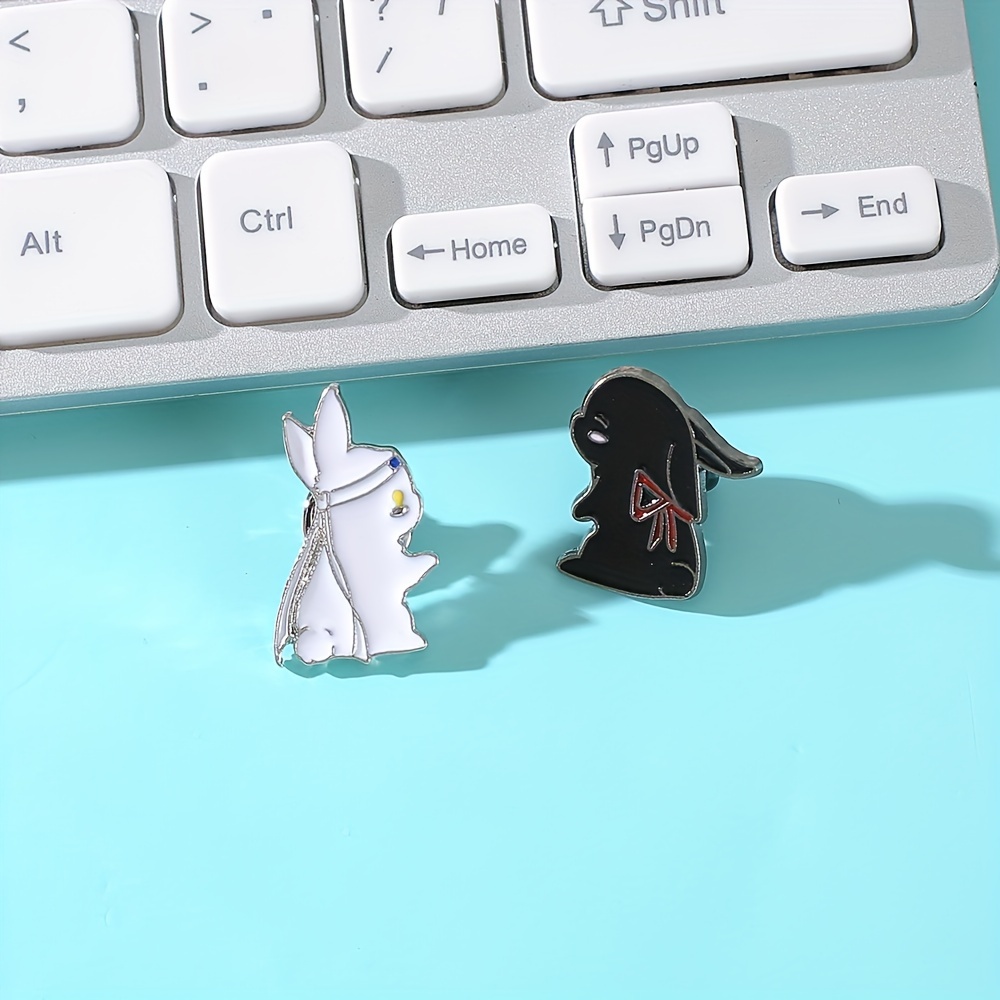 Black/ White Rabbit Couple Brooch Anime Pin Cute Animal - Temu Australia
