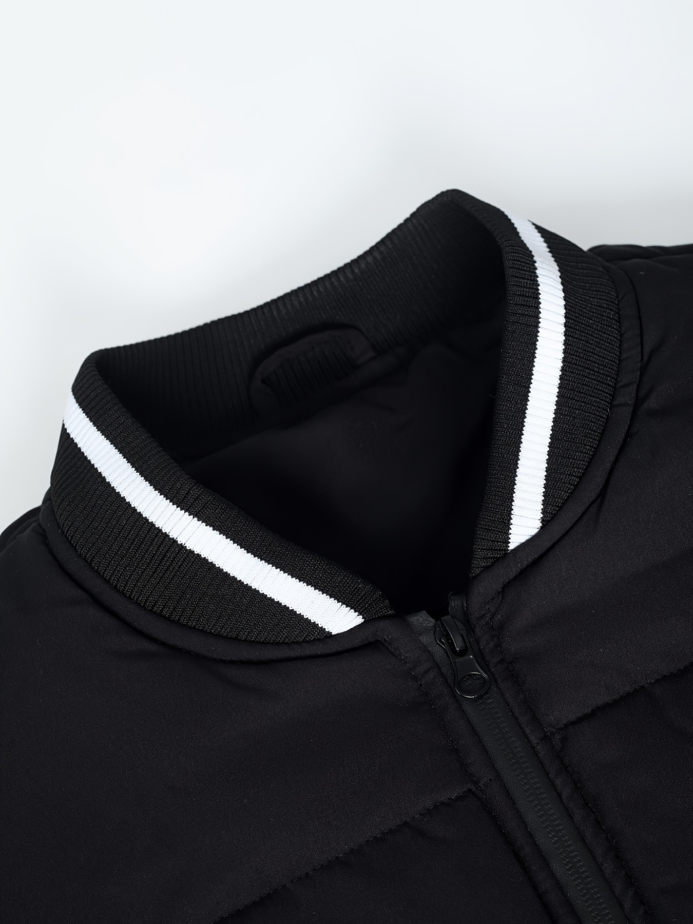 Men's Letter Print Baseball Collar Zipper Cotton-padded Jacket Coat ...