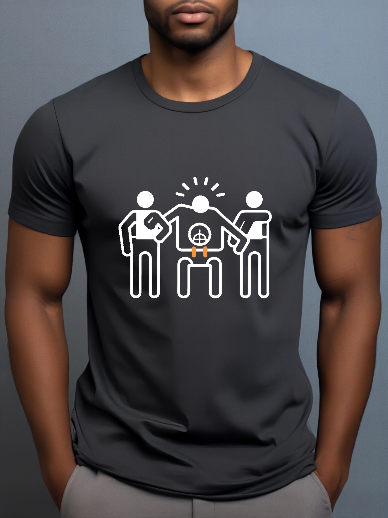 Men's Stylish Three People Pattern Shirt Casual Breathable - Temu Canada