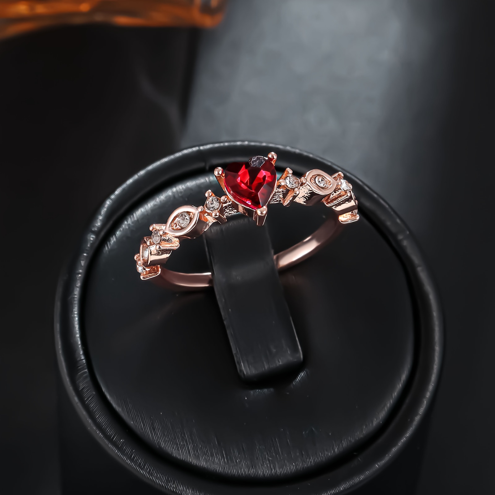 Heart Shaped Red Cubic Zirconia Ring Fashionable Ring Men's - Temu ...