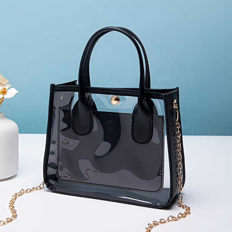 Fashion Pvc Transparent Handbag Personality Phone Cosmetic - Temu ...