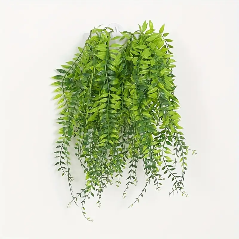 24個 フェイクシダレヤナギ 人工吊り下げ植物 プラスチック製 緑の葉植物 フェイクつる 吊り下げつる ガーランド 家庭用 屋内 屋外 顔の