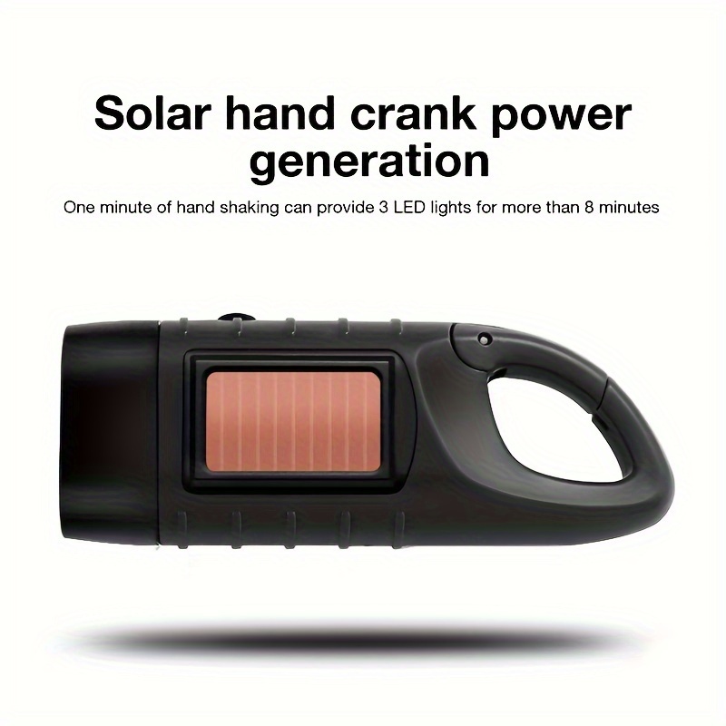 Led Flashlight Hand Crank Charging Solar Rechargeable Handheld ...