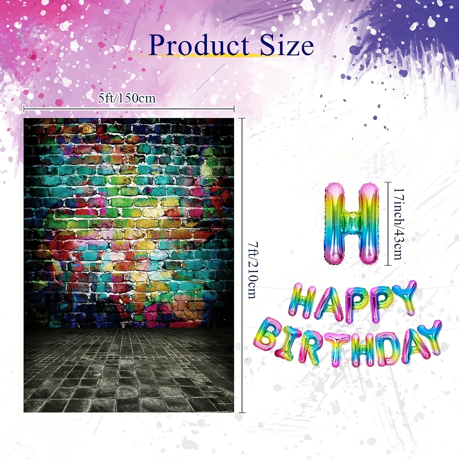 Graffiti Photography Backdrop Happy Birthday Balloons 80s - Temu New ...