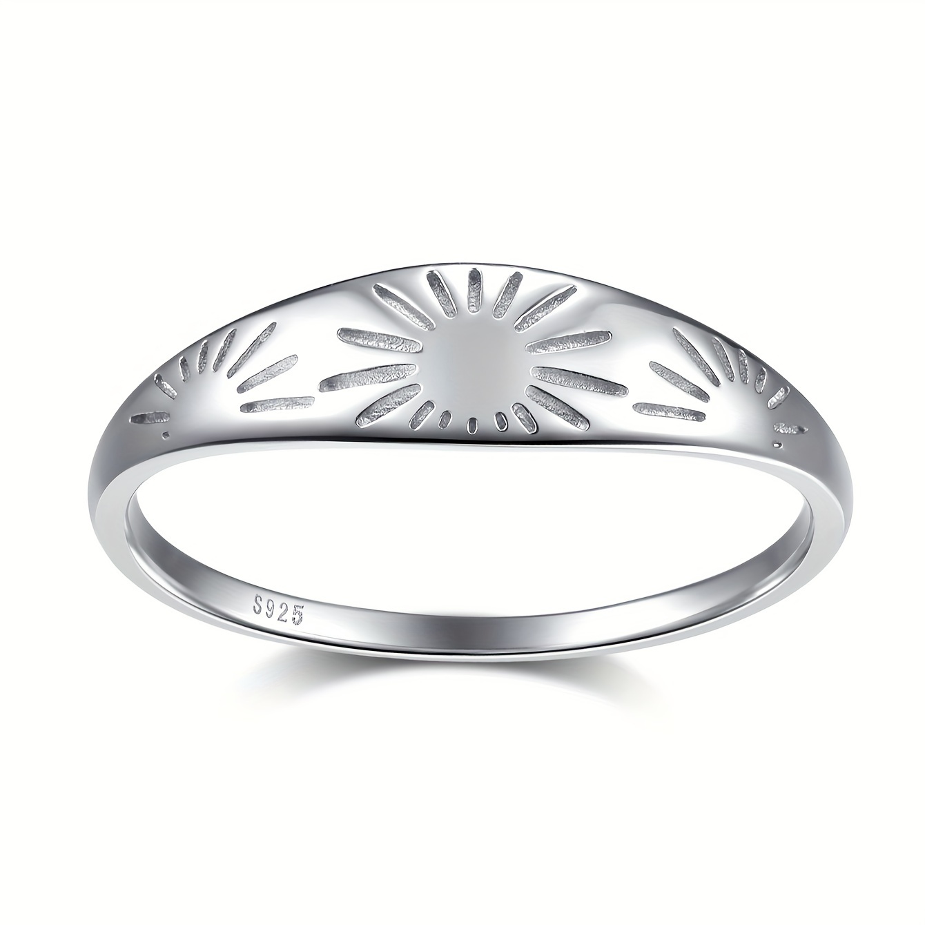 925 Sterling Silver Promise Ring Retro Sunflower Carving - Temu United ...