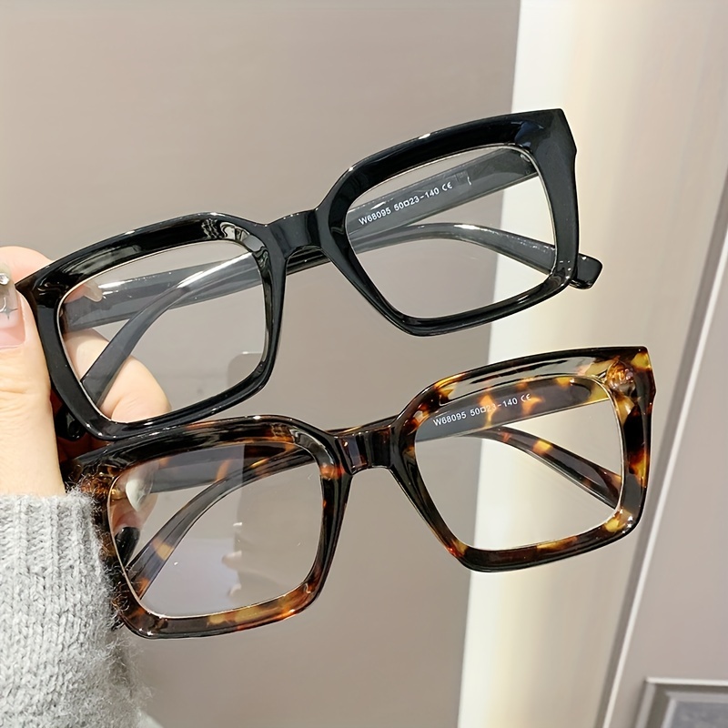 square optical frame clear lens glasses leopard fashion Temu United Kingdom