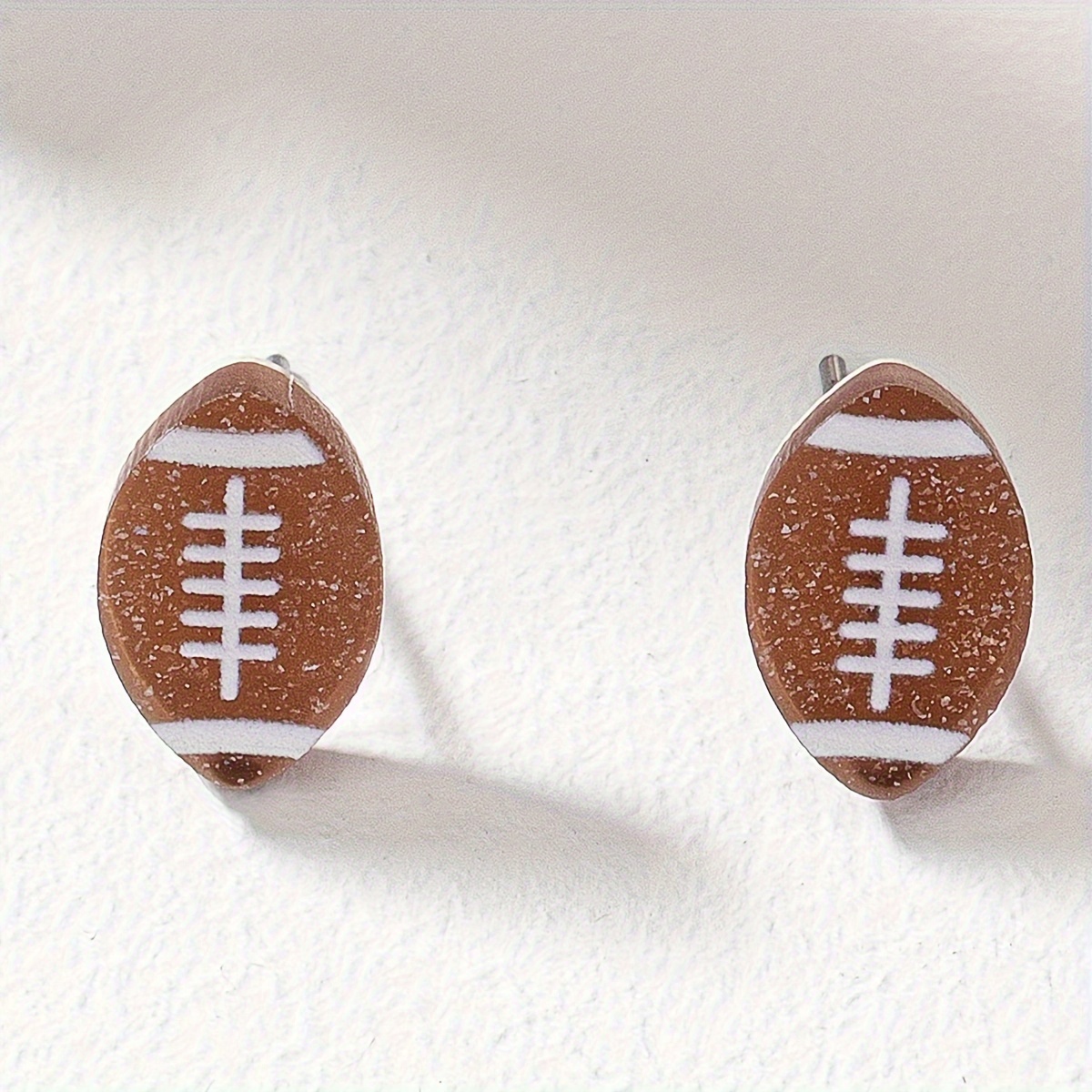 Acrylic Football Rugby Baseball Minimal Heart Stud Earrings - Temu ...