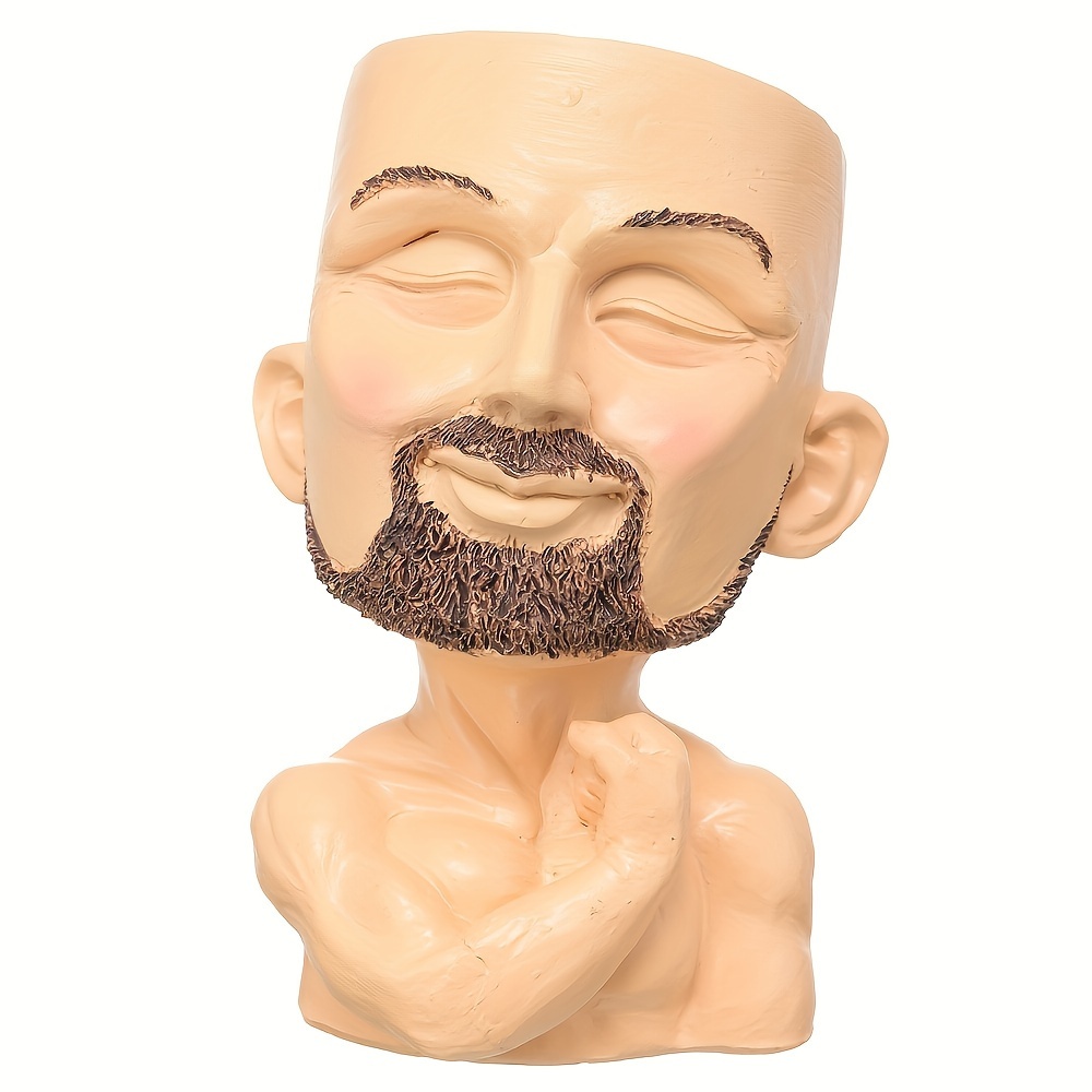 Face Flower Pot Cute Head Planter Pot Resin Flower Pot Head - Temu