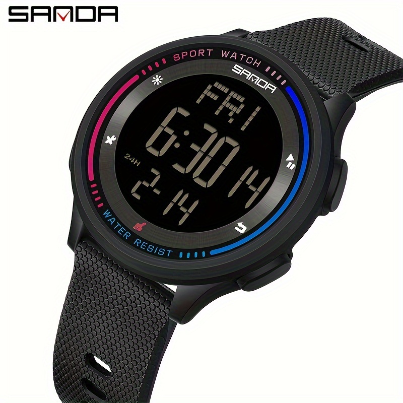 Mens Large Screen Line Creative Trend Waterproof Electronic Watch ...