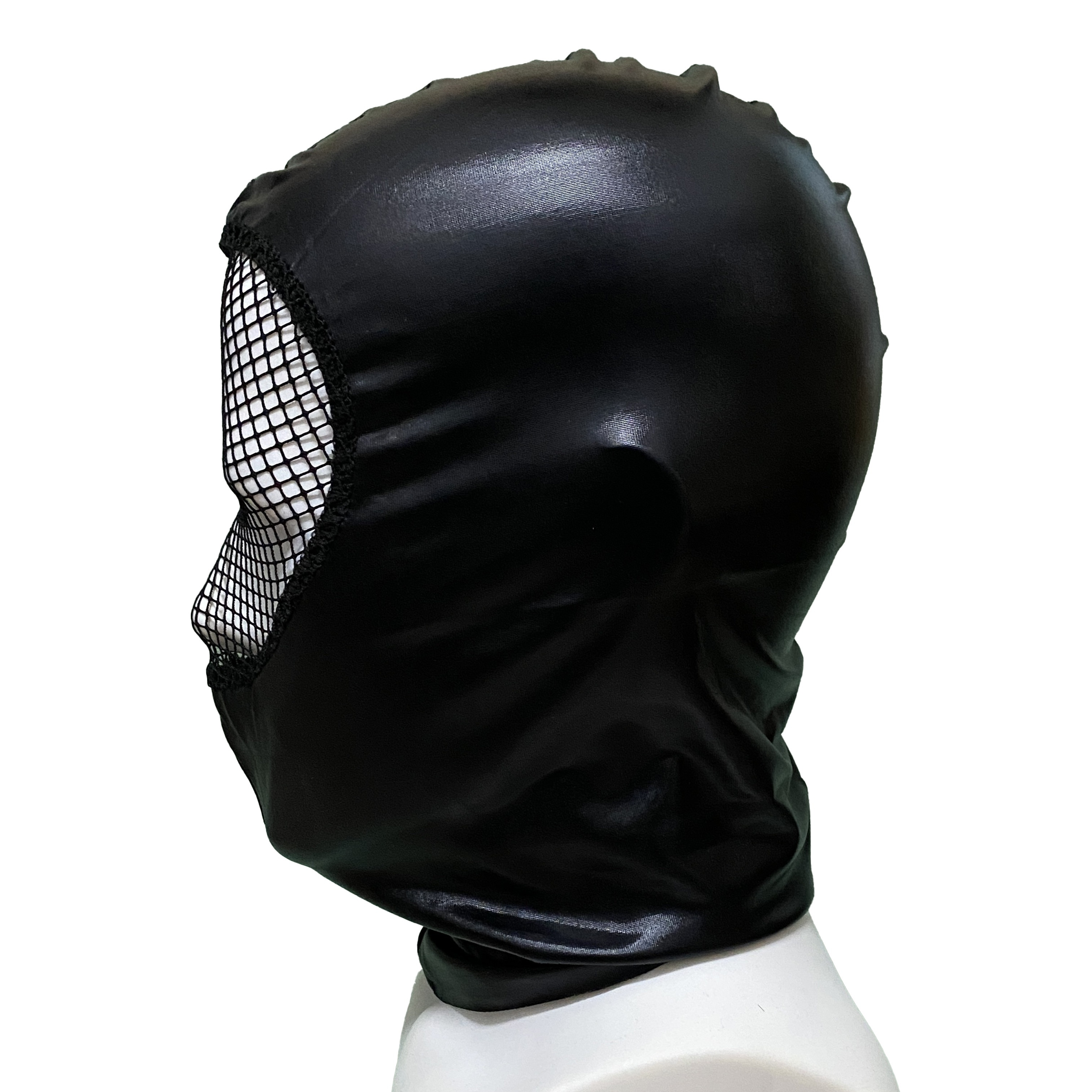 Sexy Simple Pu Leather Mesh Fishnet Mask Elastic Breathable Black ...
