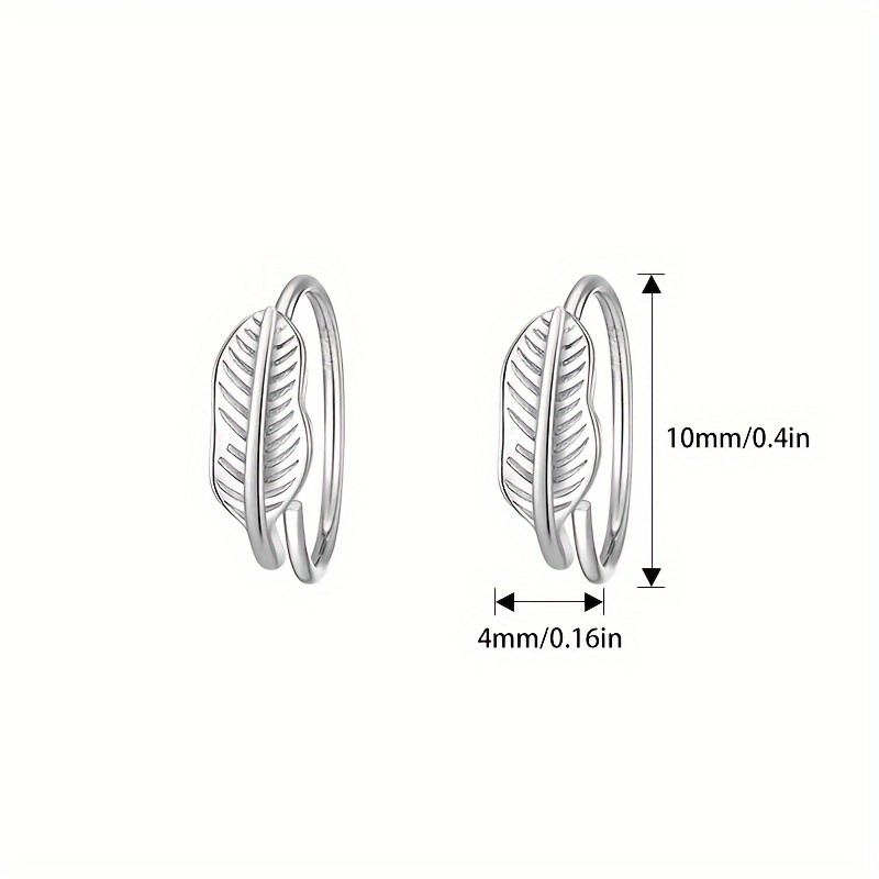 Mini Exquisite Leaf Design Hoop Earrings 925 Sterling Silver - Temu ...