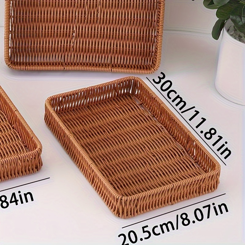 Rectangular Rattan Woven Fruit Tray Fruit Storage Basket - Temu United ...