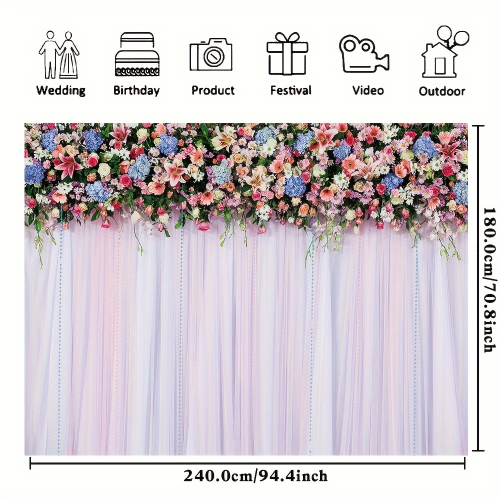Wedding Photography Backdrop Vinyl Spring Floral Curtain - Temu United ...