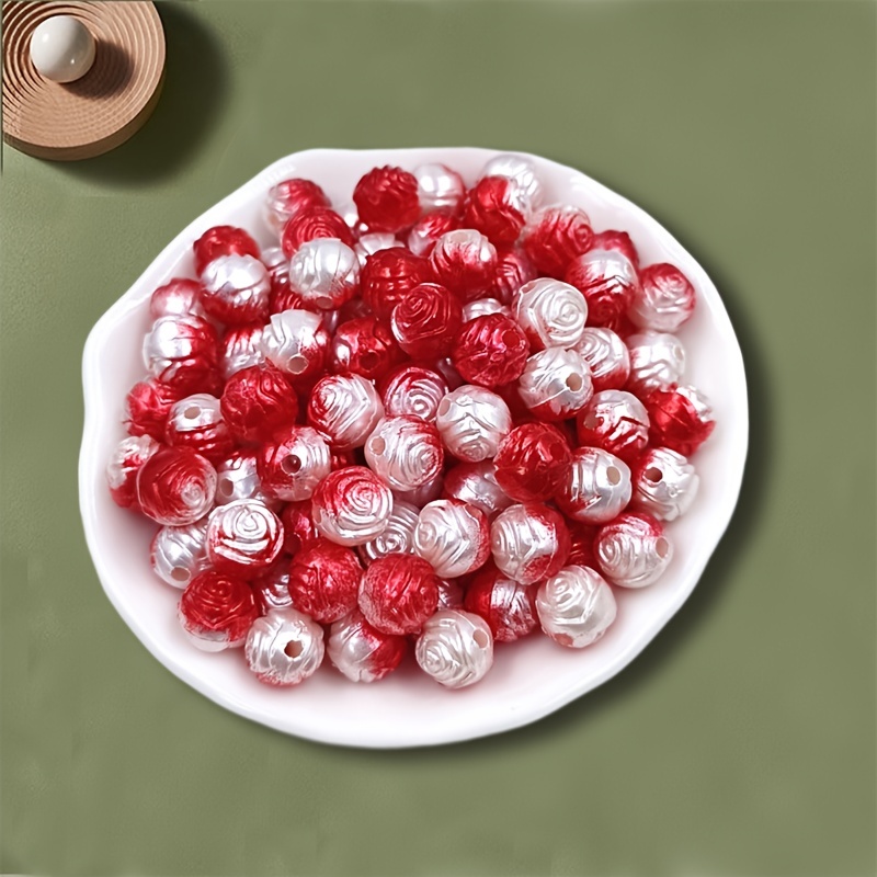 Color Gradient Rose Flower Imitation Pearl Smudged Loose - Temu United ...