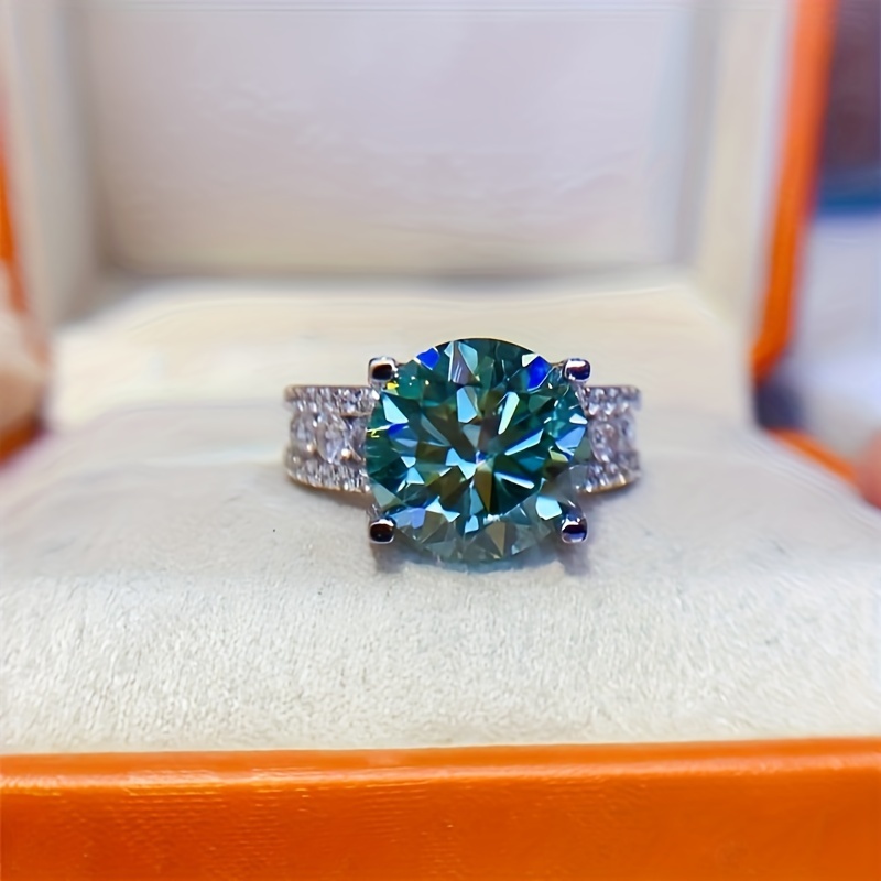 Bluish Green Moissanite Ring 925 Men - Temu Ireland