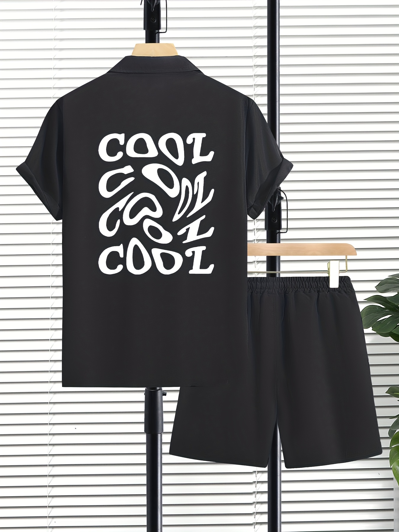Creative Letter ''cool'' Back Print Men's Outfits Revere - Temu Australia