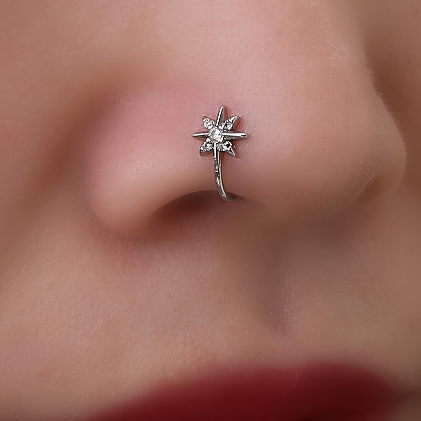 Unique Star Branch Design Nose Ring Copper Jewelry Zircon - Temu United ...
