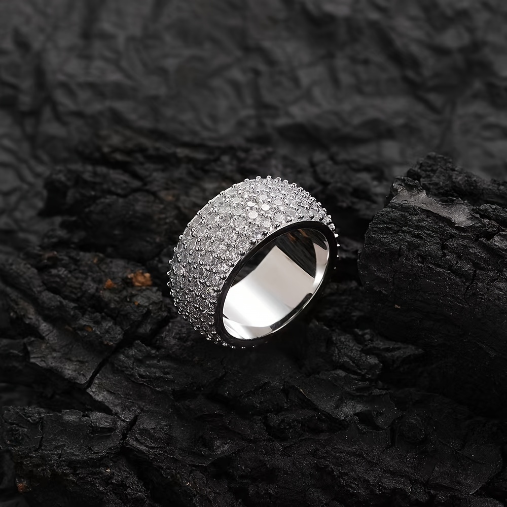 Stylish Set Cubic Zirconia Ring Suitable Men Wear Unique Hip - Temu ...