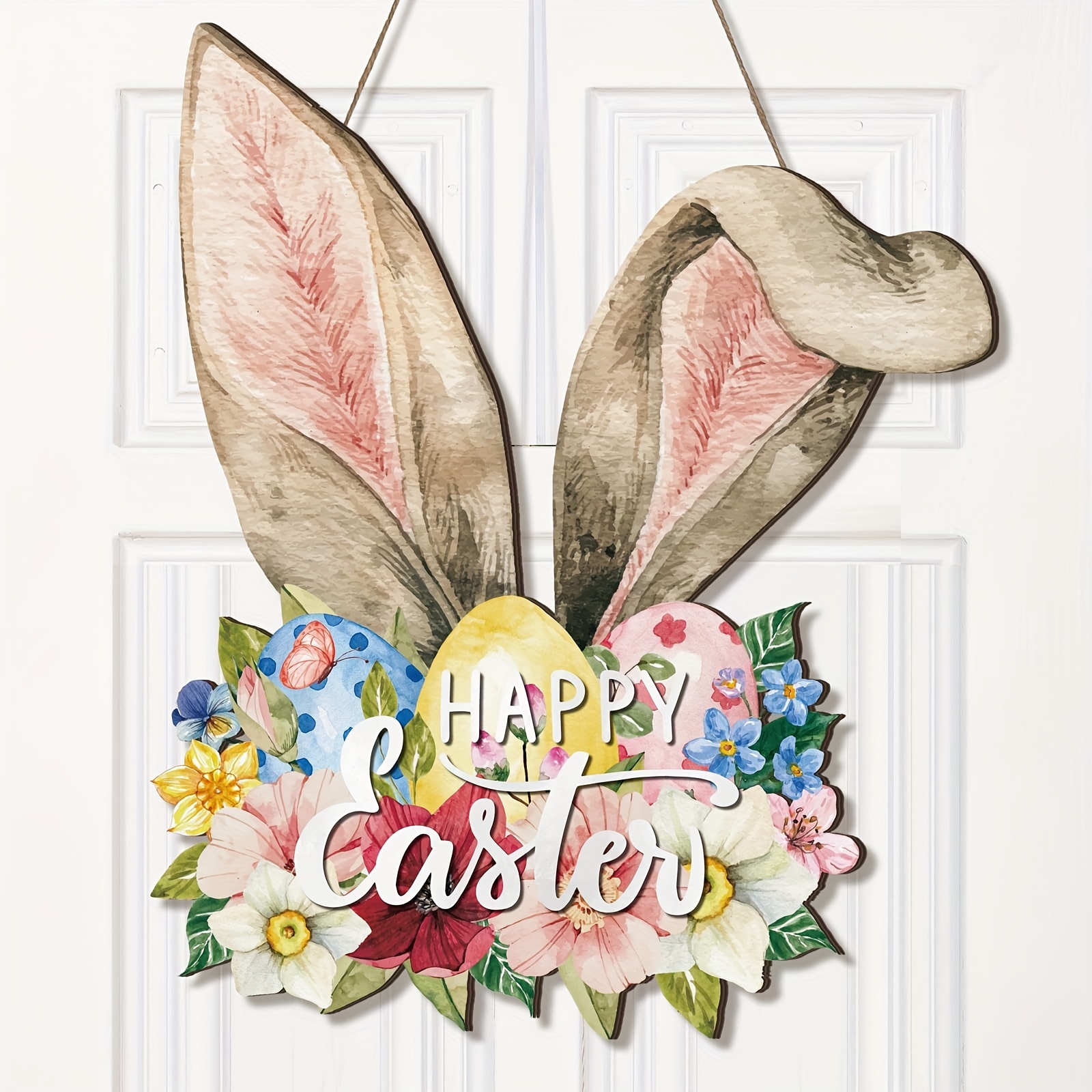Easter Rabbit Ears Wooden Hanging Sign Bunny Easter Eggs - Temu Australia