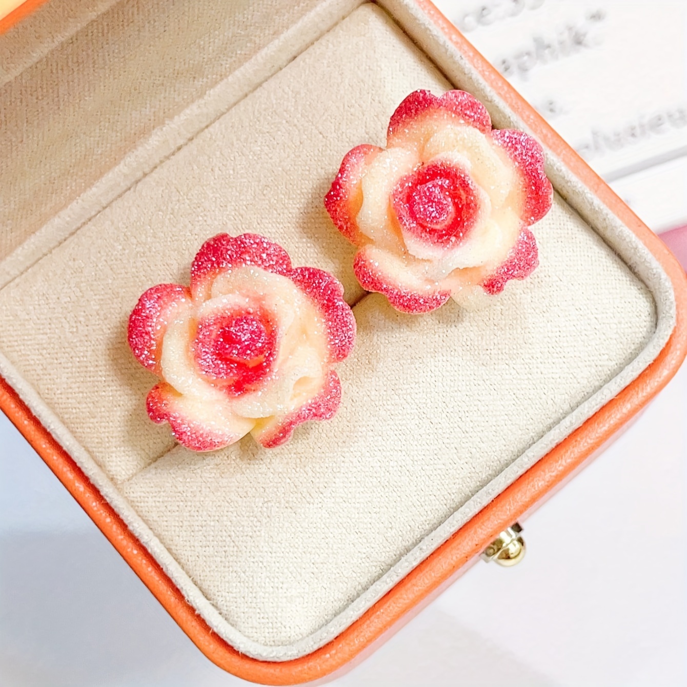 Shimmering Gradient Flower Stud Earrings Personalized Resin - Temu ...