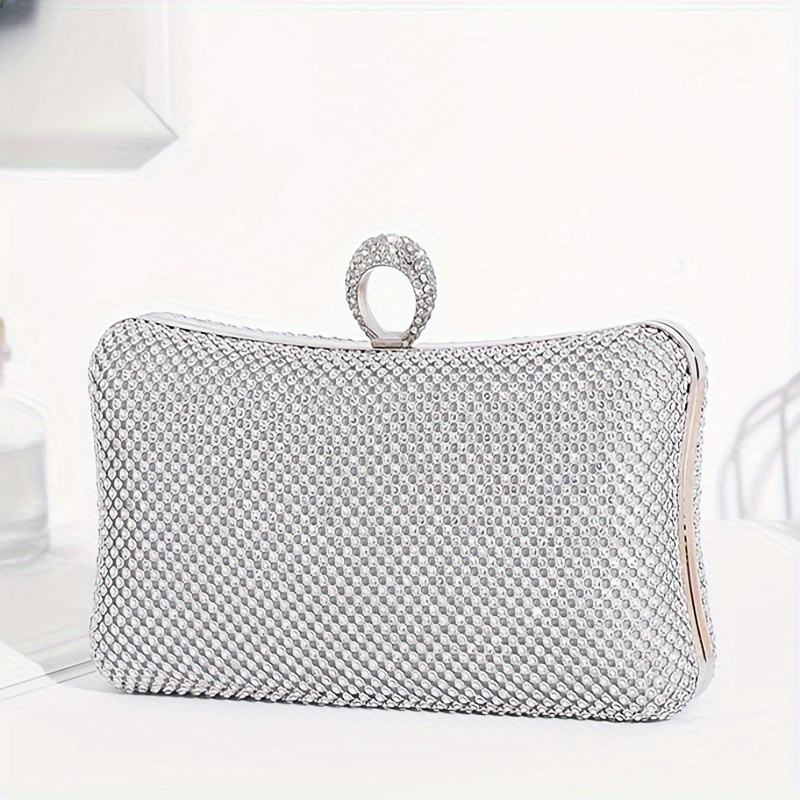 Trendy Rhinestone Evening Bag Elegant Solid Color Dinner Bag - Temu New ...
