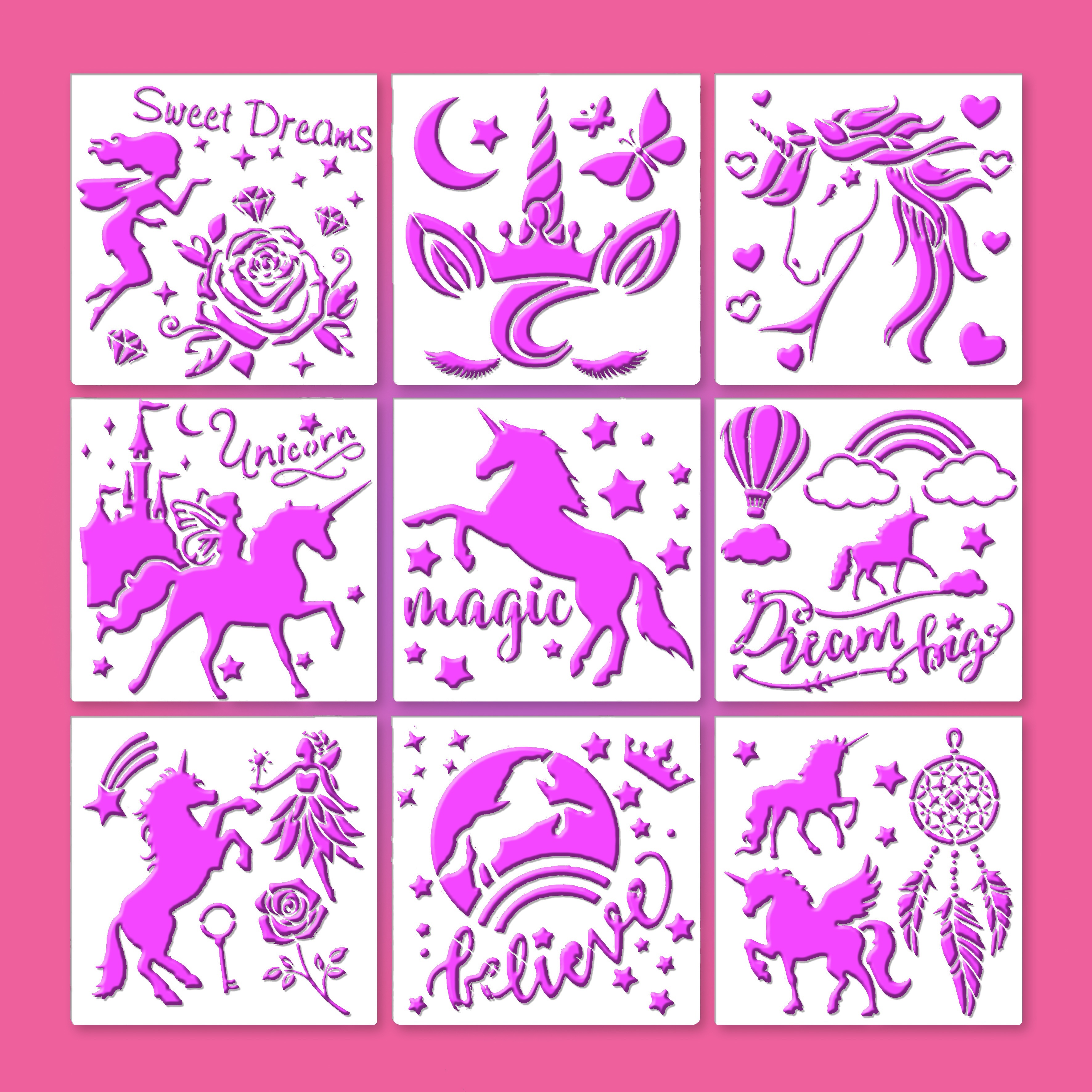 Unicorn Series Art Painting Templates Hollow Color Painting - Temu