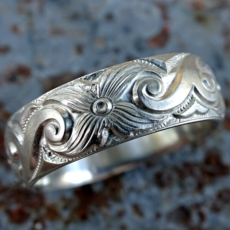 Men's High quality Retro Geometric Patterned Ring Jewelry - Temu Norway