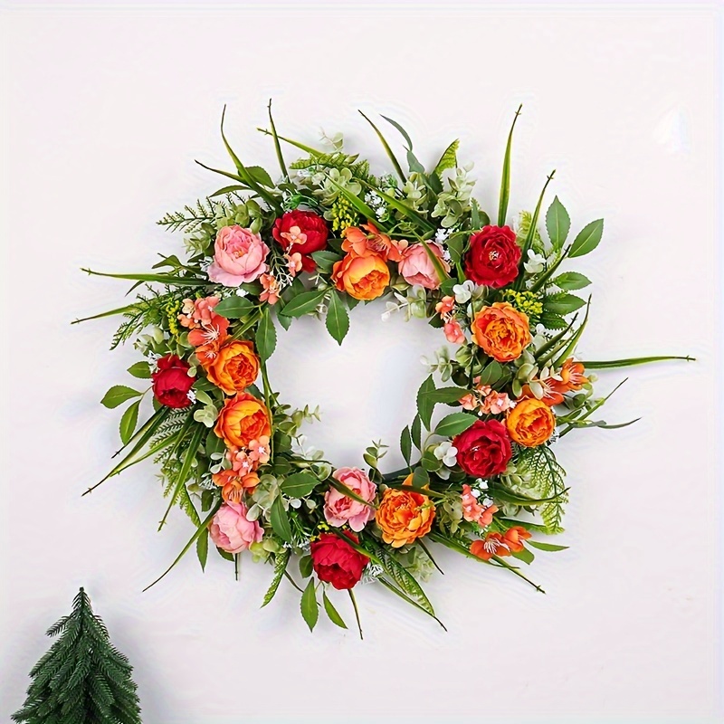 Orange Flower Wreath Indoor Outdoor Scene Decoration - Temu Australia
