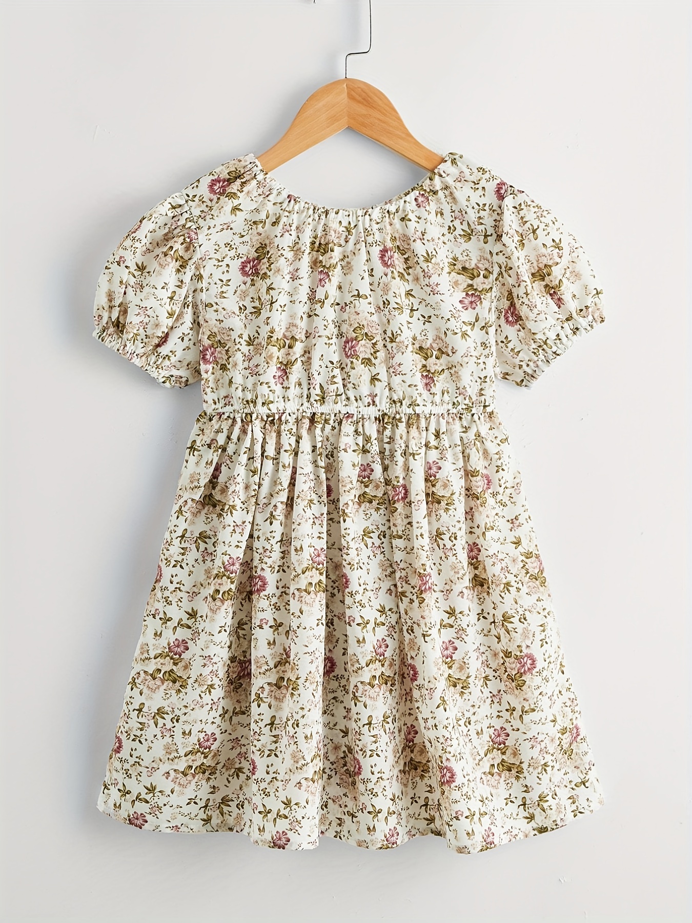 Girls Casual Cute Floral Print Short Sleeve Dress Summer - Temu Australia